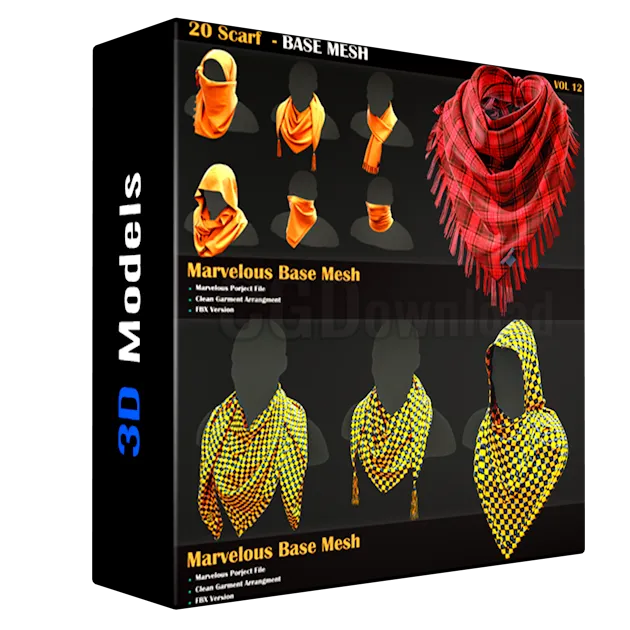 20 Scarf BASE MESH - VOL 12 | CGDownload